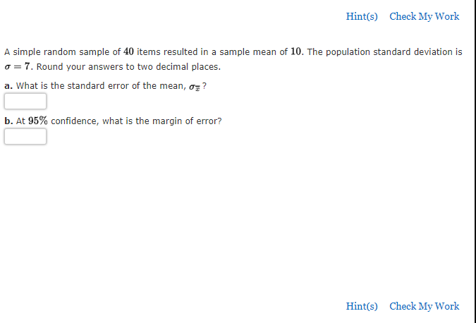 Solved A simple random sample of 40 items resulted in a | Chegg.com