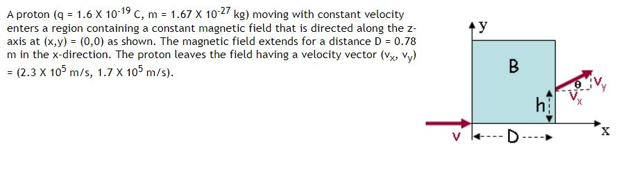 Solved у A proton (g = 1.6 X 10-19 C, m = 1.67 X 10-27 kg) | Chegg.com