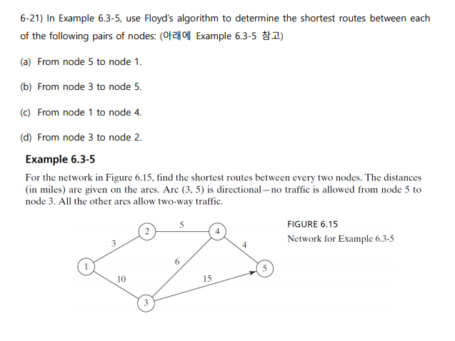 Solved 6-21) In Example 6.3-5, use Floyd's algorithm to | Chegg.com