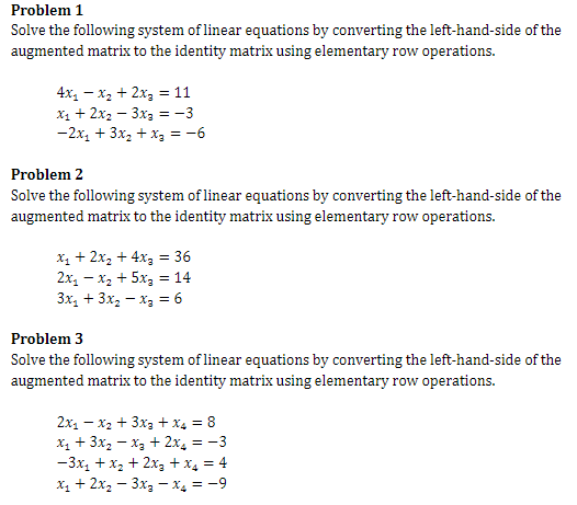Solved Problem 1 Solve the following system of linear | Chegg.com