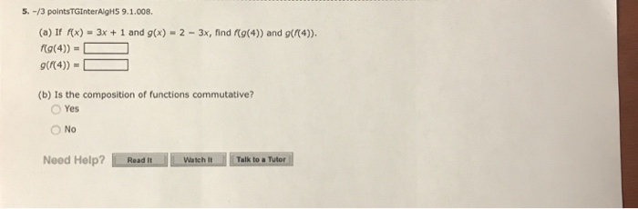 Solved 5.-/3 pointsTGInterAlgH5 9.1.008. (a) If Rx) = 3x + 1 | Chegg.com