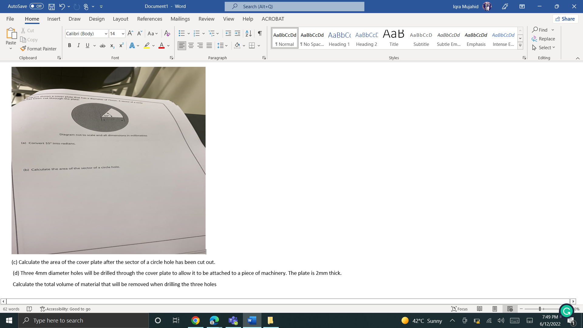 Solved AutoSave Off File Home Cut Copy Paste Format Painter | Chegg.com