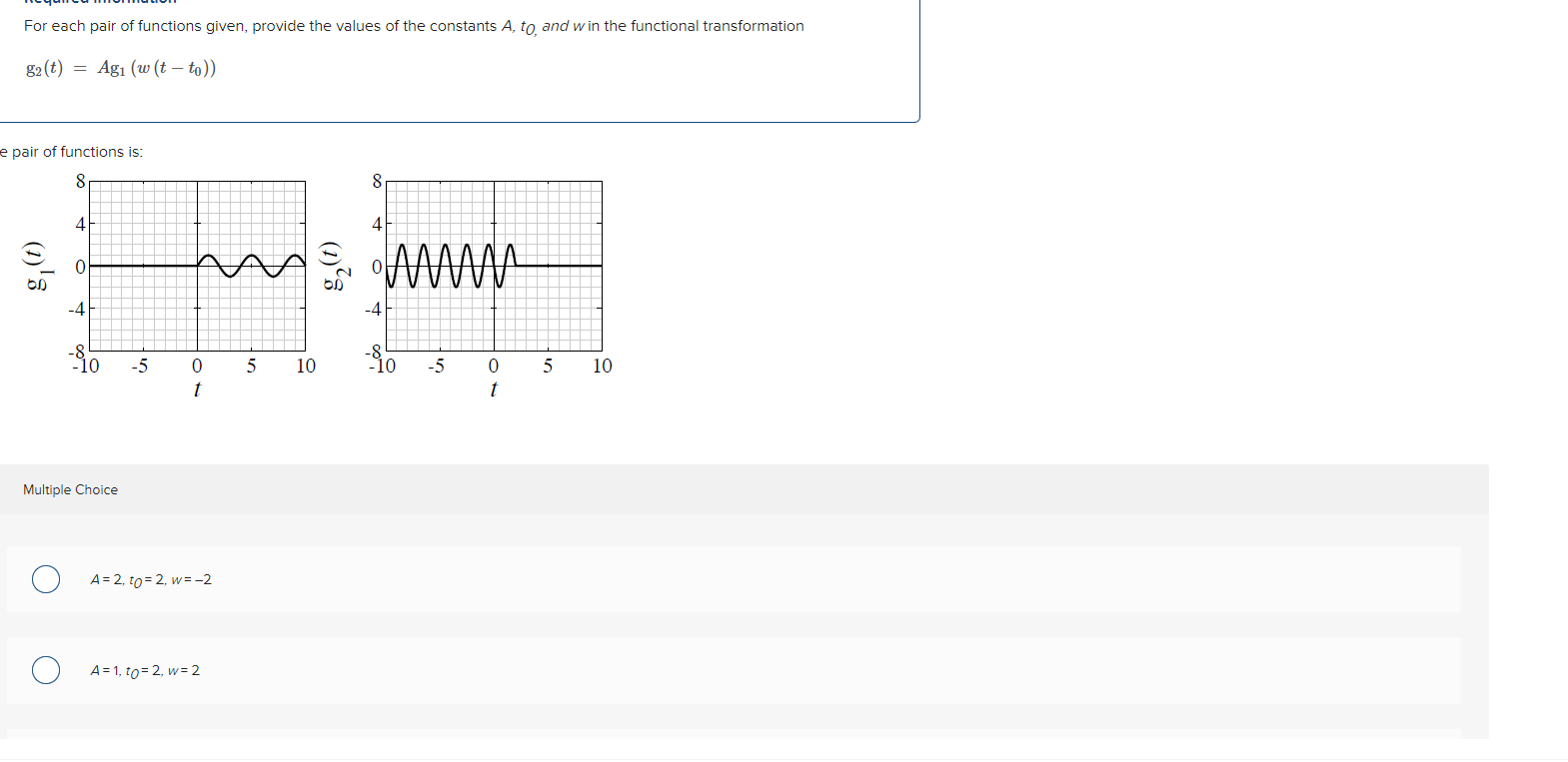 Solved For each pair of functions given, provide the values | Chegg.com