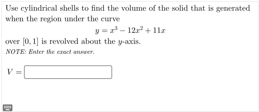 Solved Use cylindrical shells to find the volume of the | Chegg.com
