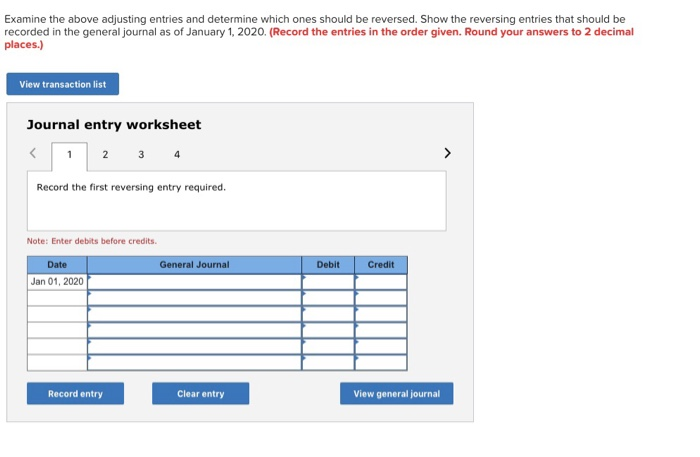 Solved Debit Credit (Adjustment a) 2019 Dec. 31 | Chegg.com