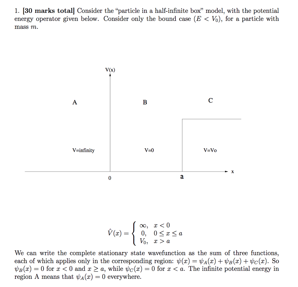 Solved 1 30 Marks Total Consider The Particle In A