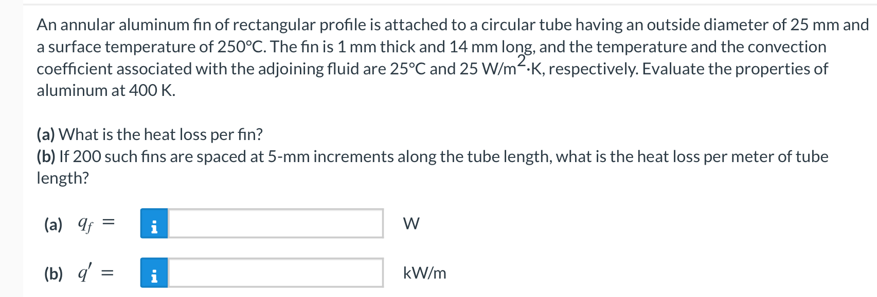 Solved An annular aluminum fin of rectangular profile is | Chegg.com