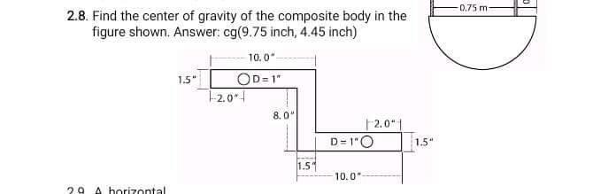 2.8. Find the center of gravity of the composite body | Chegg.com