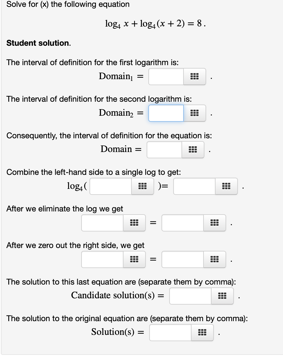 Solved Solve for (x) the following equation log4 x + log2 (x | Chegg.com