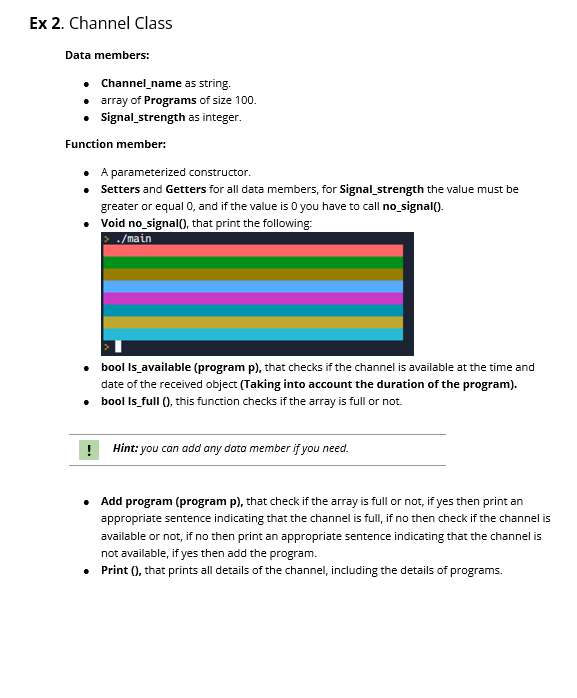 Solved Define and implement a class Program as described | Chegg.com