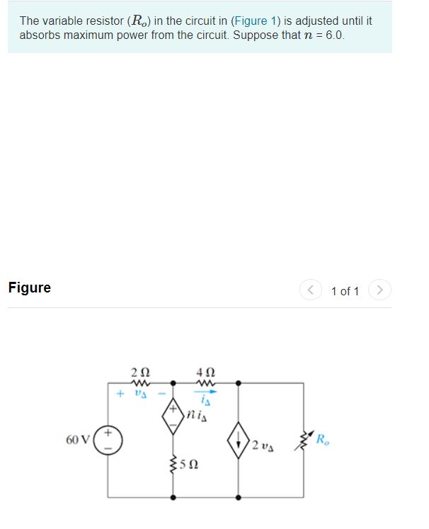 Solved The variable resistor (R.) in the circuit in (Figure | Chegg.com