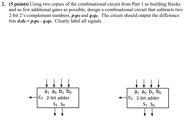 Solved design a combinational circuit that subtracts two | Chegg.com