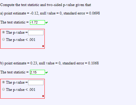 Solved Compute the test statistic and two-sided p-value | Chegg.com