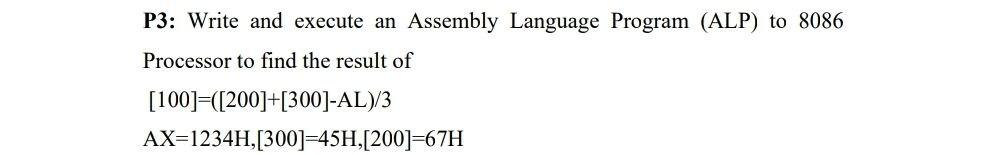 P3: Write and execute an Assembly Language Program | Chegg.com