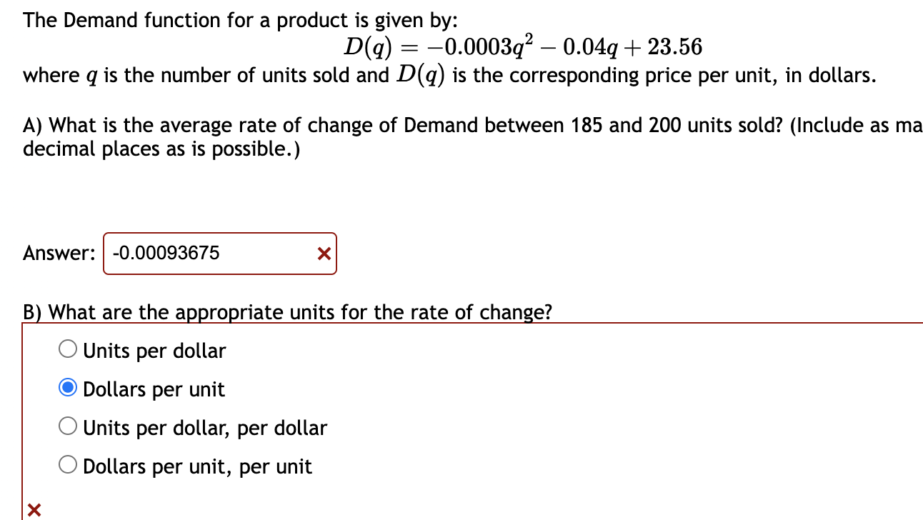 Solved The Demand function for a product is given by: | Chegg.com