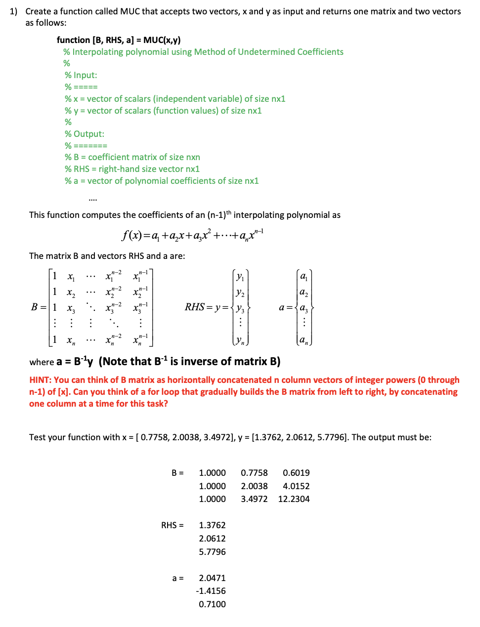 Solved Create a function called MUC that accepts two | Chegg.com