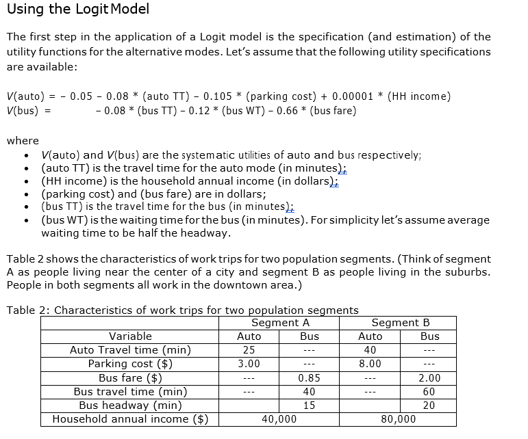 Using the Logit Model The first step in the | Chegg.com