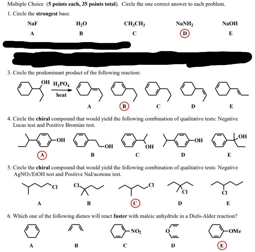 Solved Multiple Choice (5 points each, 35 points total). | Chegg.com