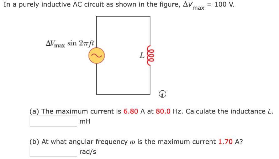 Solved In a purely inductive AC circuit as shown in the | Chegg.com