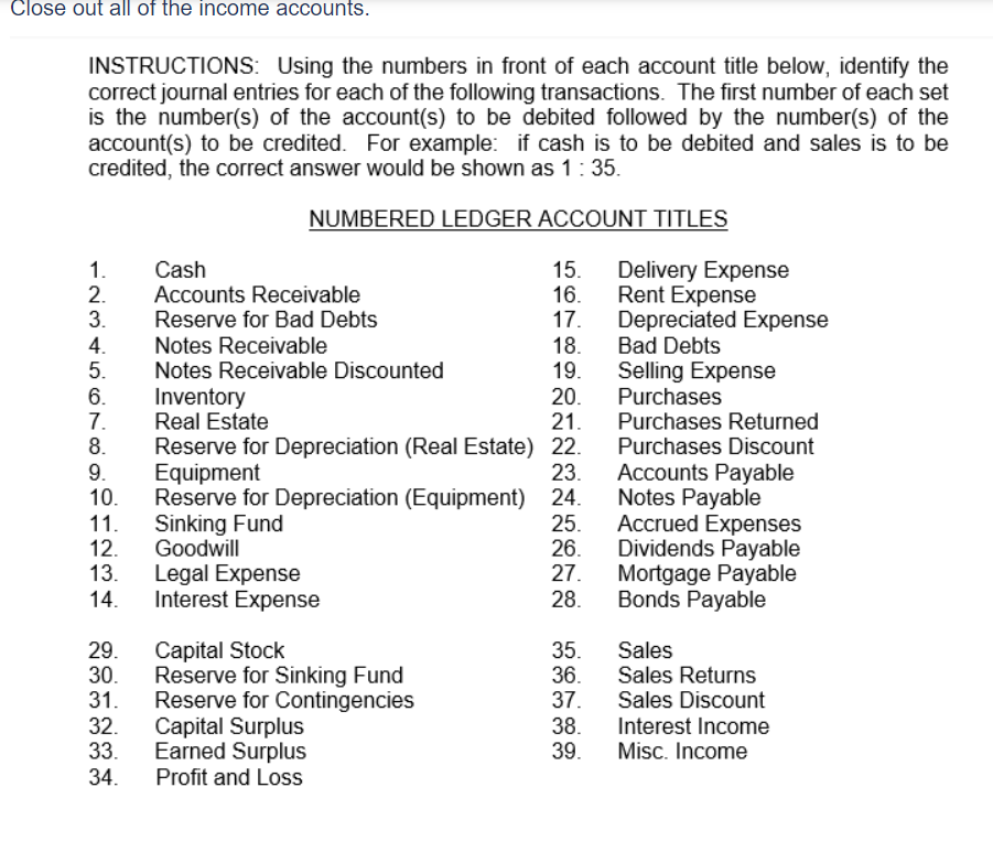 Solved INSTRUCTIONS: Using the numbers in front of each | Chegg.com