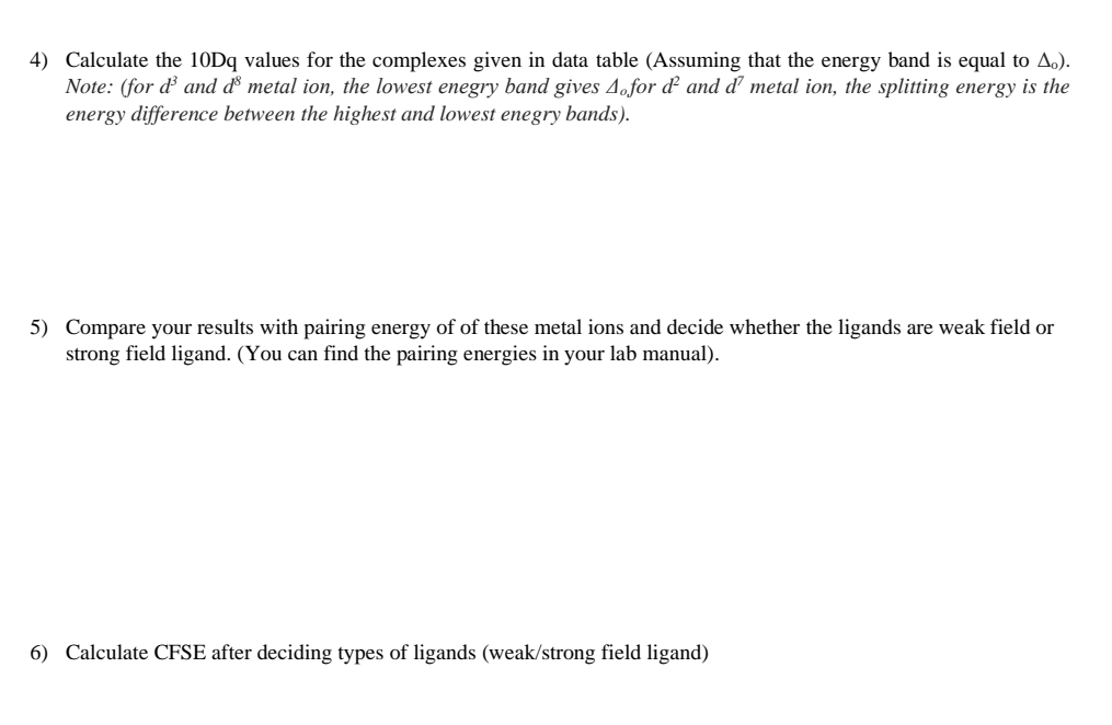 Solved EXPERIMENT 16 : Electronic Spectra of Some | Chegg.com