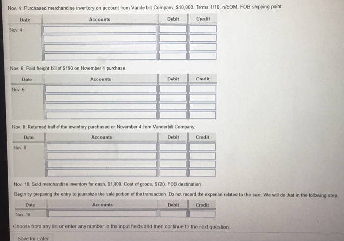 Solved Purchased merchandise inventory on account from | Chegg.com