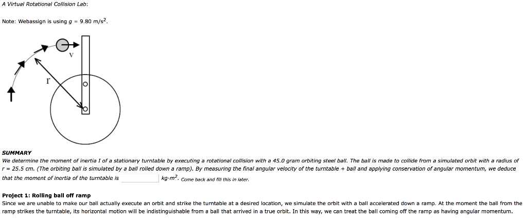 A Virtual Rotational Collision Lab: Note: Webassign | Chegg.com