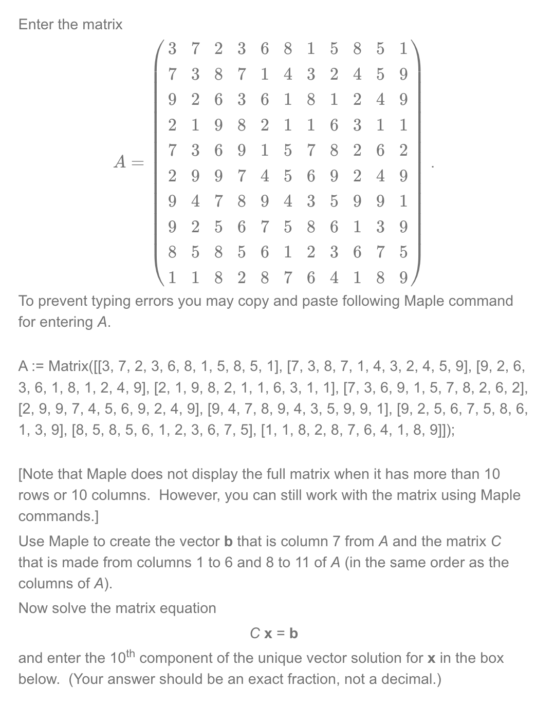Solved Enter the matrix | Chegg.com