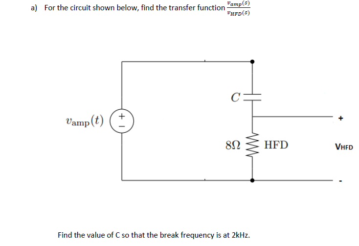 Solved For the circuit shown below, find the transfer | Chegg.com