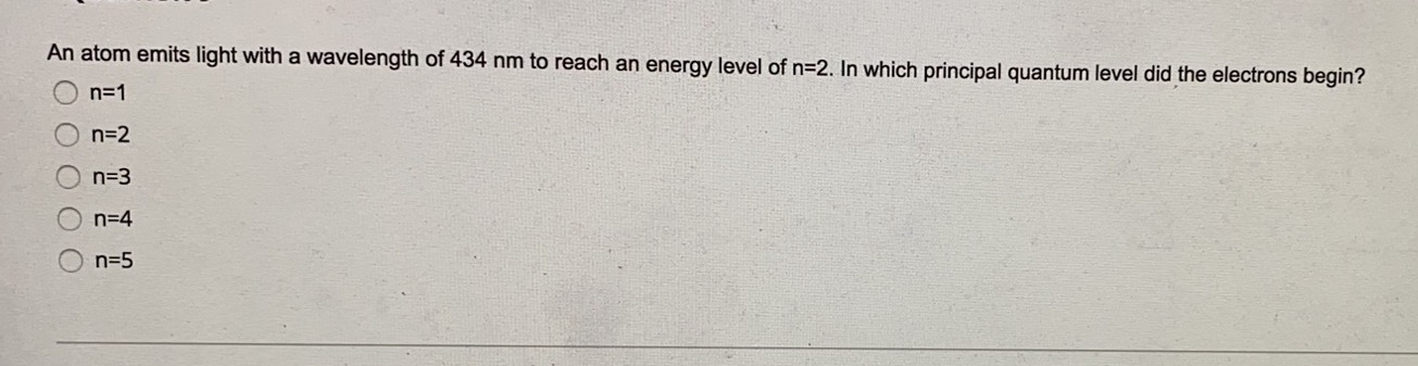 Solved An atom emits light with a wavelength of 434 nm to | Chegg.com
