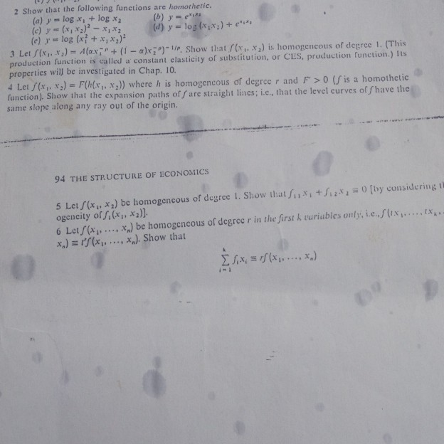 Solved 2 Show that the following functions are homothetic. | Chegg.com