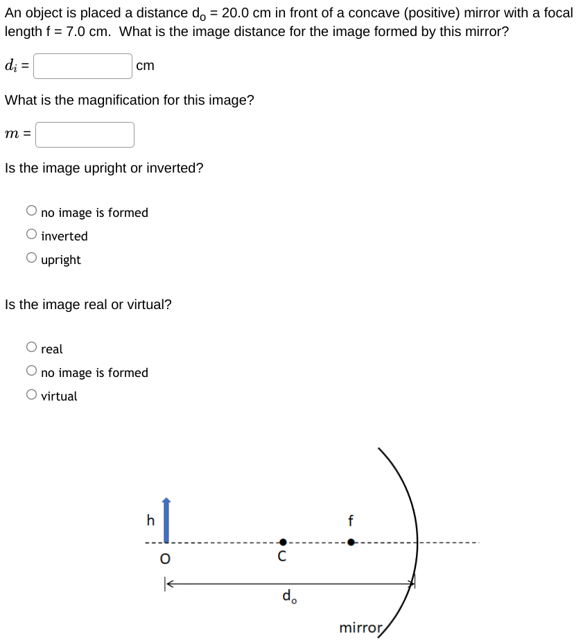 Solved An object is placed a distance d0=20.0 cm in front of | Chegg.com