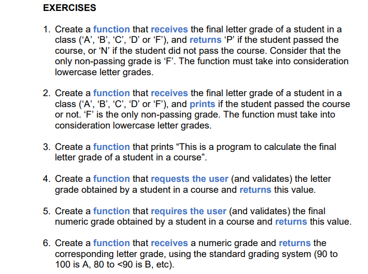 Solved 1. Create a function that receives the final letter | Chegg.com