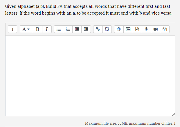 Solved Given alphabet {a,b), Build FA that accepts all words | Chegg.com