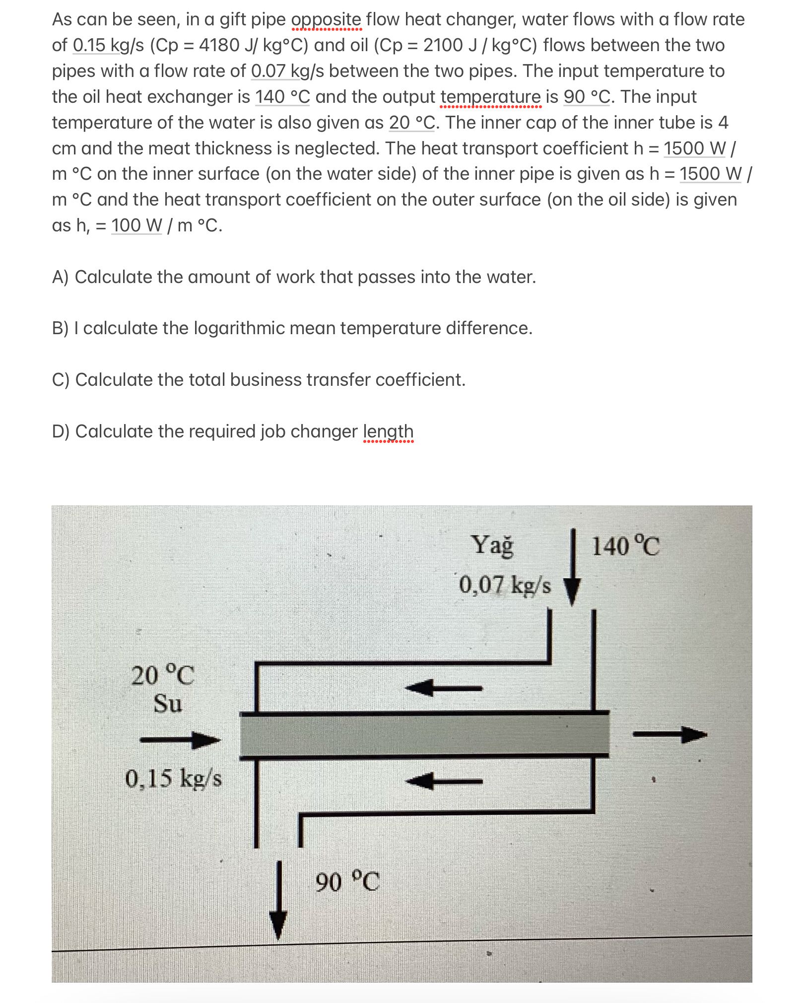 Solved As can be seen, in a gift pipe opposite flow heat | Chegg.com