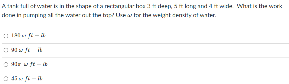 Solved A tank full of water is in the shape of a rectangular | Chegg.com