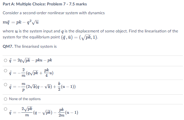 Solved Part A Multiple Choice Problem 7 7 5 Marks