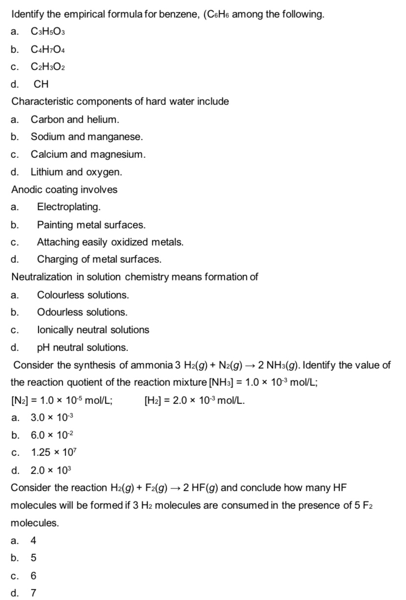 Solved Identify the empirical formula for benzene, (C6H6 | Chegg.com