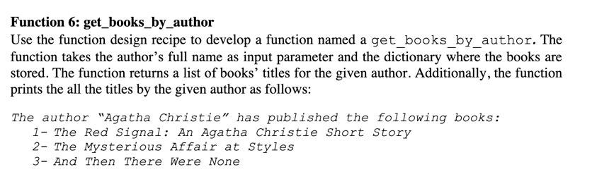 Solved Function 6: get_books_by_author Use the function | Chegg.com