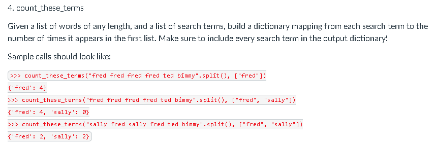 Solved 4. count_these_terms Given a list of words of any | Chegg.com