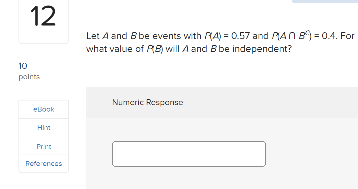 Solved 12 10 points eBook Hint Print References Let A and B | Chegg.com