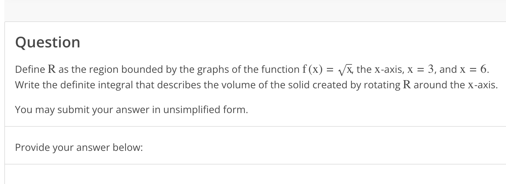 Solved QuestionDefine R ﻿as the region bounded by the graphs | Chegg.com