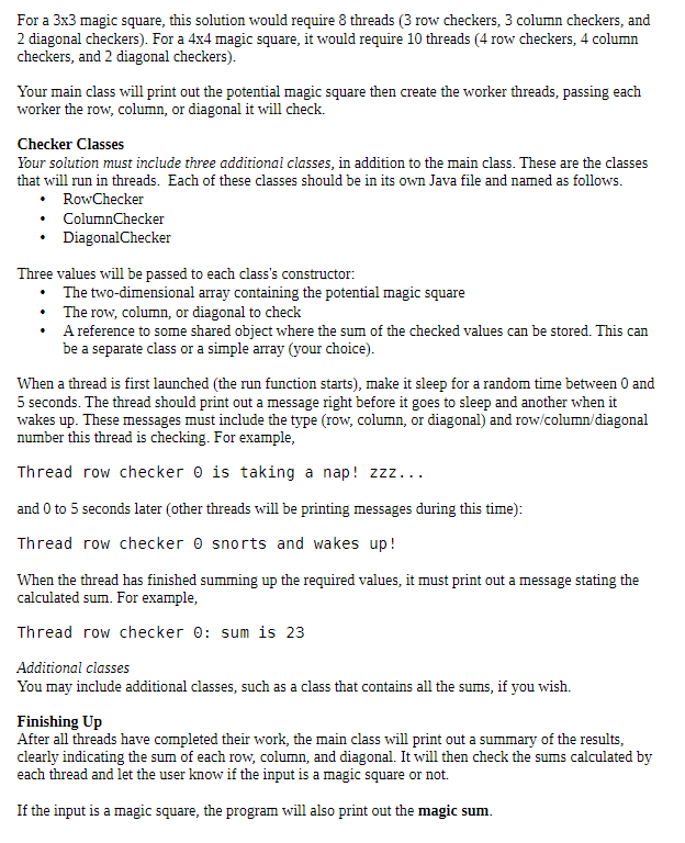 A magic square is a two-dimensional array of integers | Chegg.com
