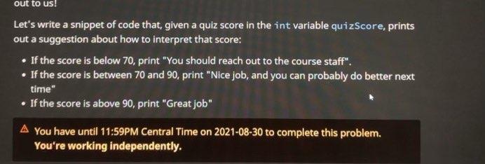 Solved out to us! Let's write a snippet of code that, given | Chegg.com