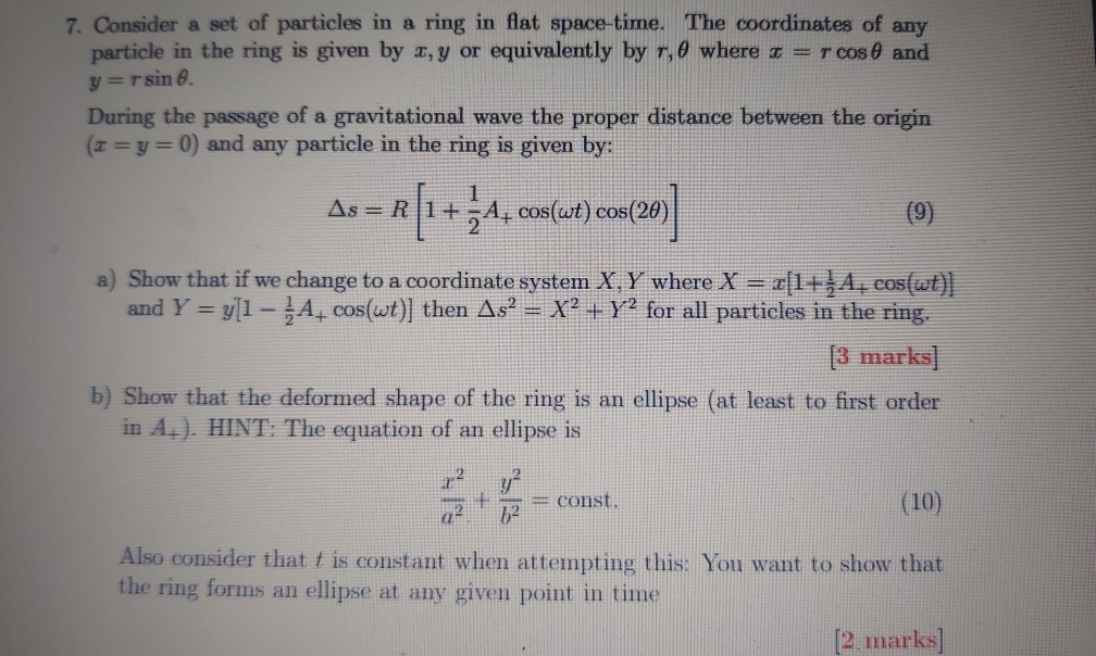 7. Consider a set of particles in a ring in flat | Chegg.com