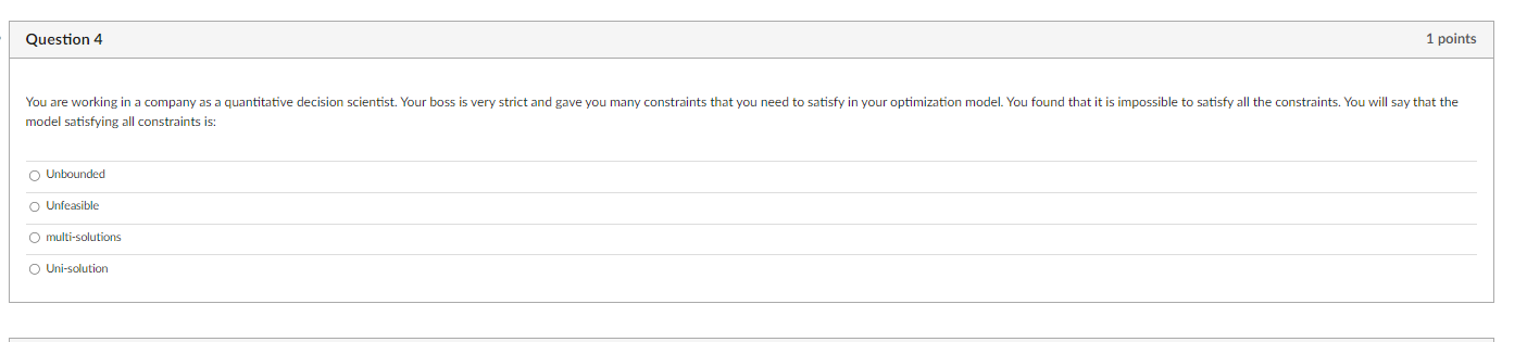 Solved model satisfying all constraints is: Unbounded | Chegg.com