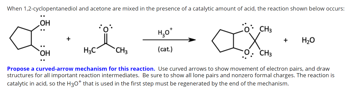 Solved When 1,2-cyclopentanediol and acetone are mixed in | Chegg.com