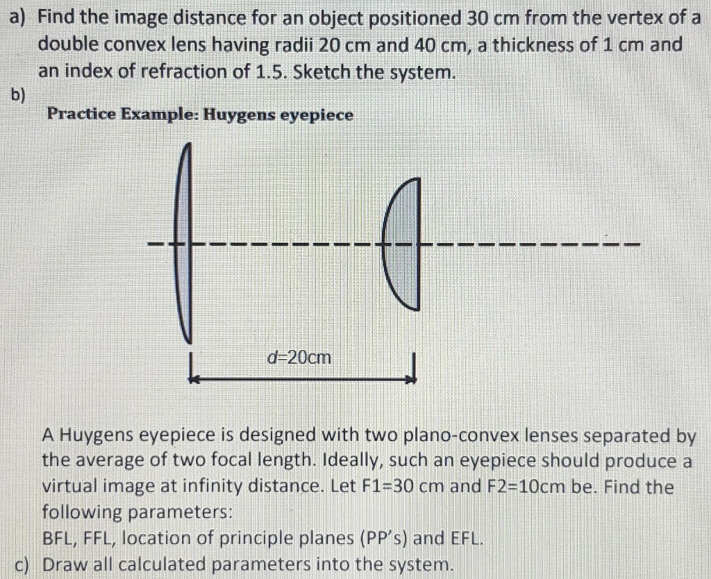 Solved a) Find the image distance for an object positioned | Chegg.com
