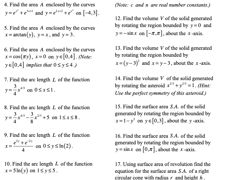 Solved (Note: c and n are real number constants.) 4. Find | Chegg.com