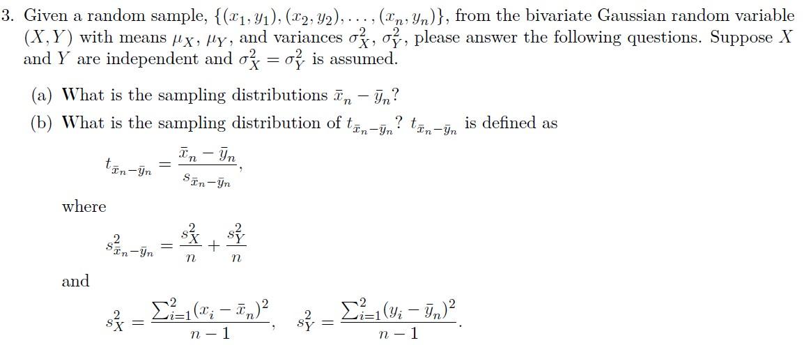 Solved 3. Given a random sample, | Chegg.com